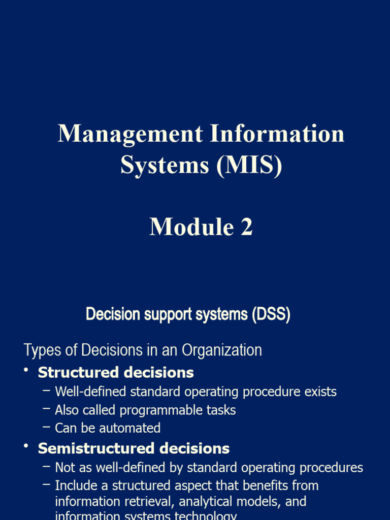 Mis Module 2 | PDF | Decision Support System | Knowledge