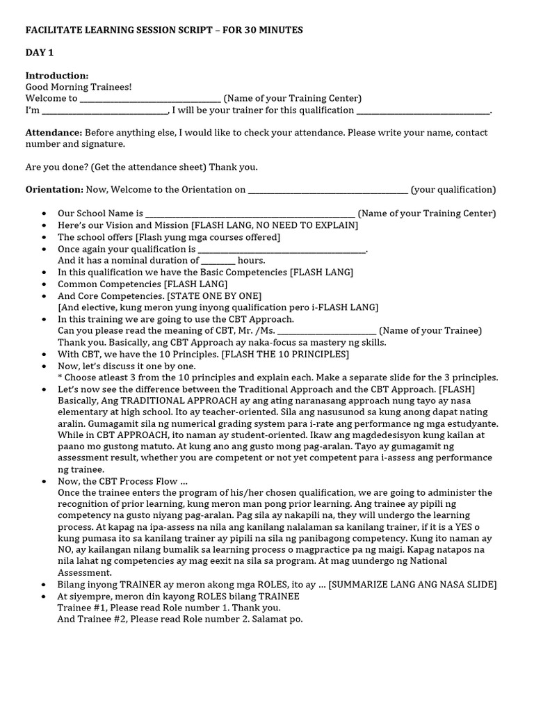 Facilitate Script | PDF | Human Communication | Psychological Theories