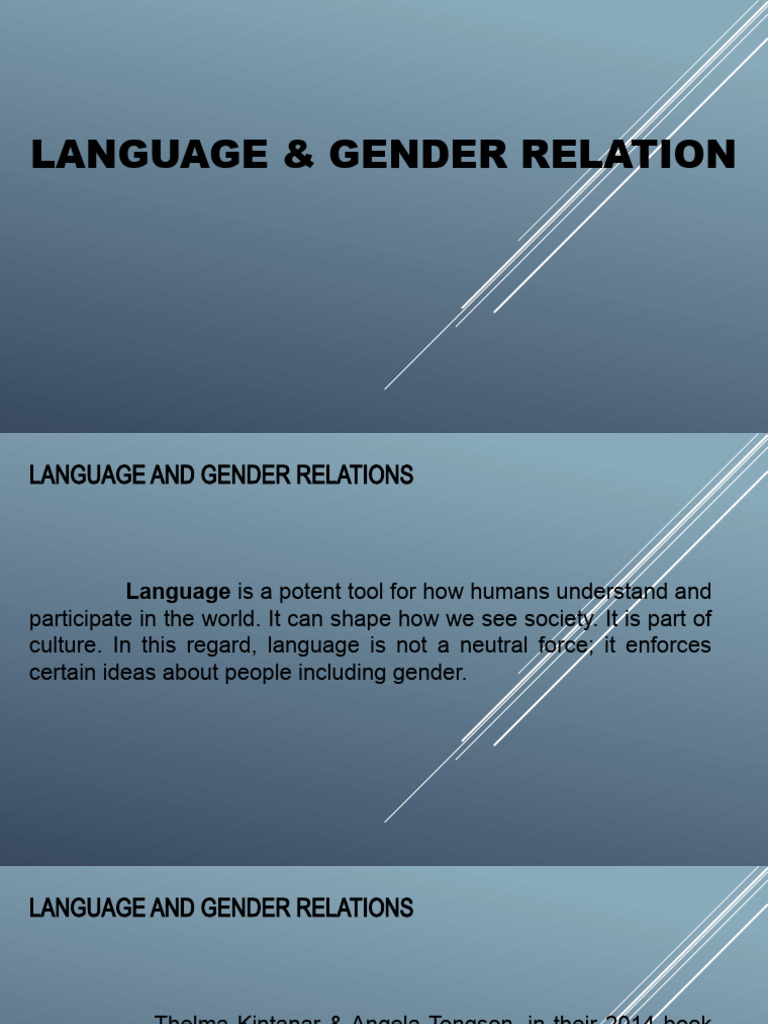 Language Gender Relation 3 4PM | PDF | Sexism | Gender