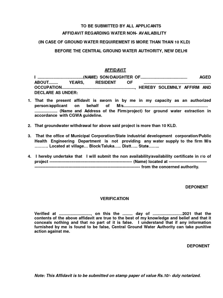 Format For Affidavit For NAW (More Than 10 KLD) .pdf#ZOOM 100 | PDF | Affidavit | Common Law