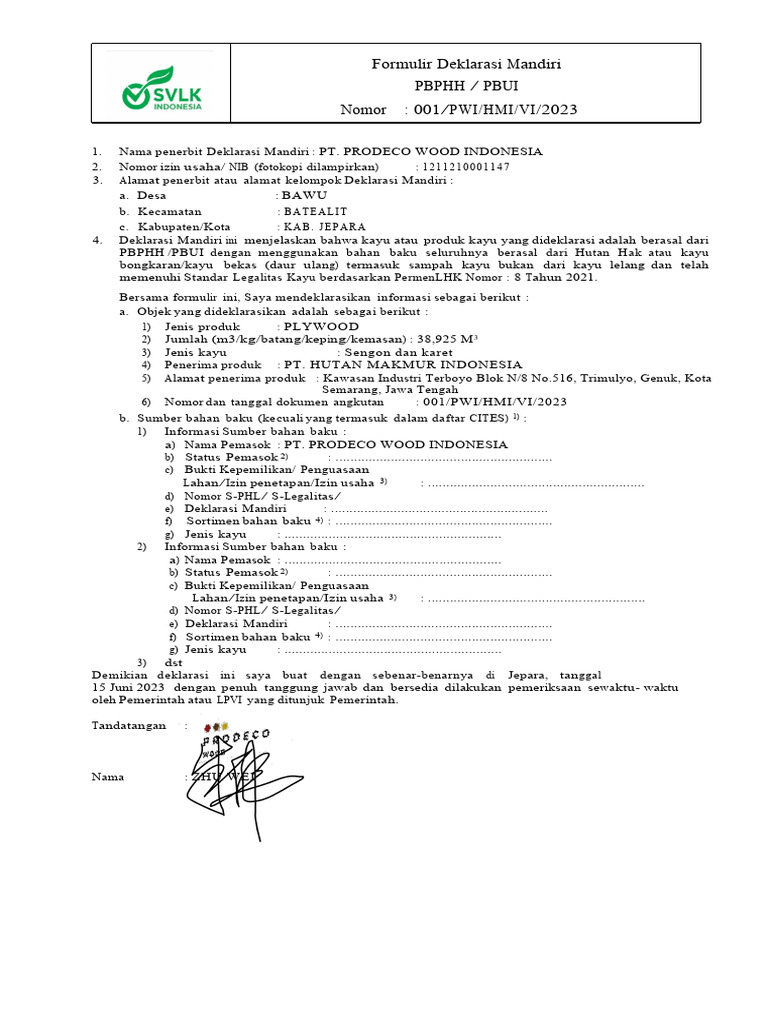 Form Deklarasi PWIHMI | PDF | Pengelolaan Keuangan & Uang | Hukum