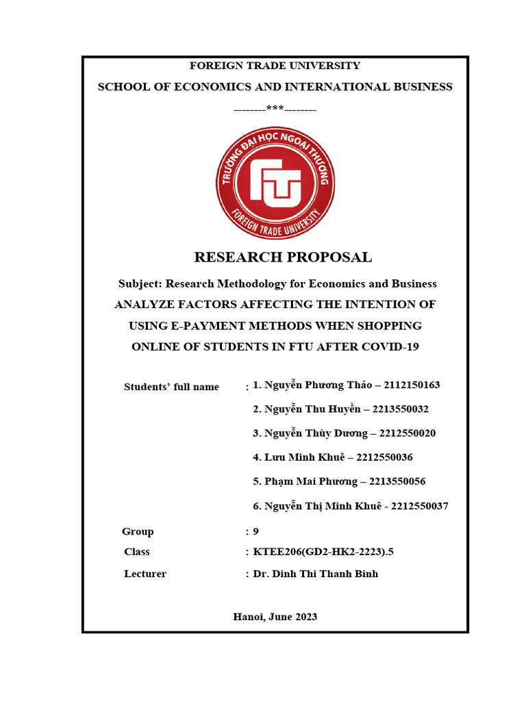 E-Payment Intentions of FTU Students | PDF | Sampling (Statistics ...