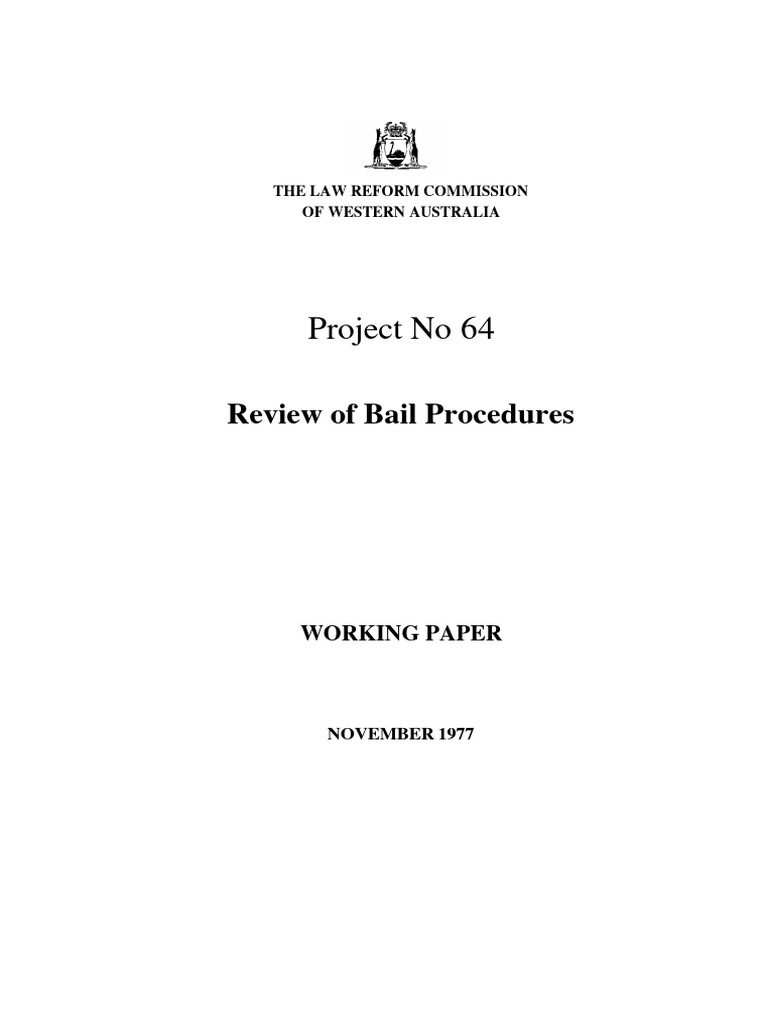 LRC Project 064 Working Paper | PDF | Bail | Arrest