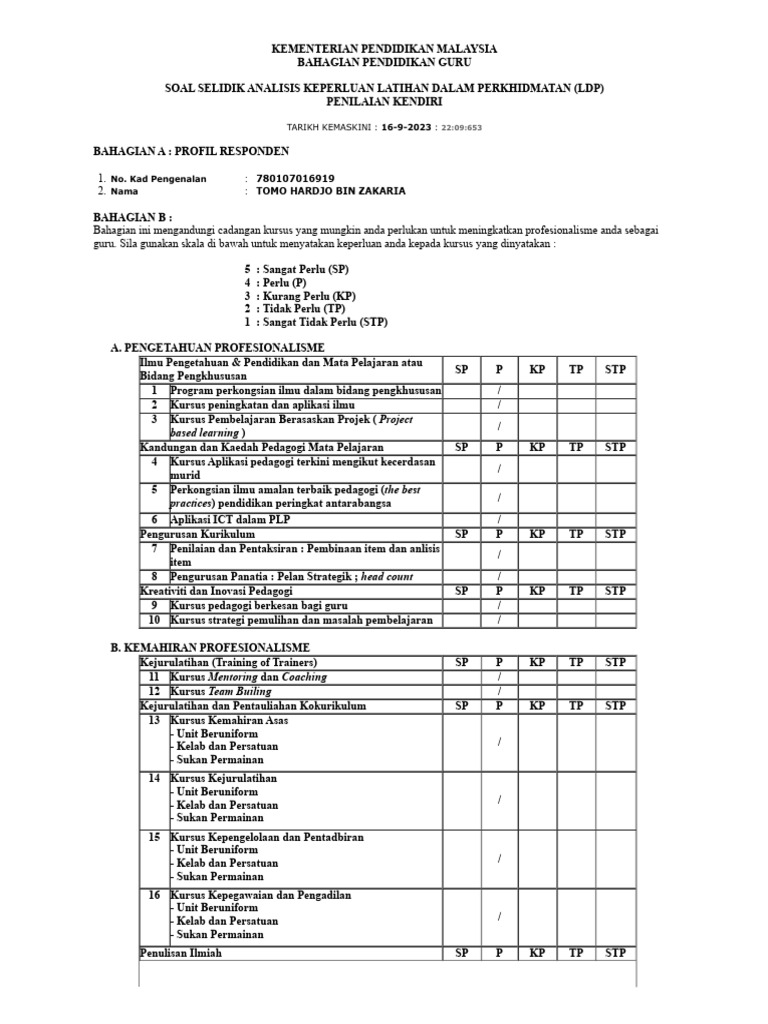 Soal Selidik Tna - Guru | PDF