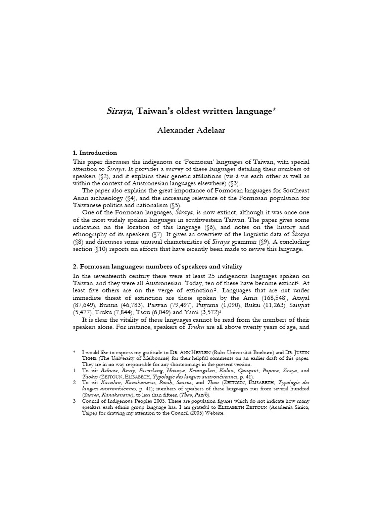 Siraya Taiwans Oldest Written Language 2 | PDF | Language Families ...