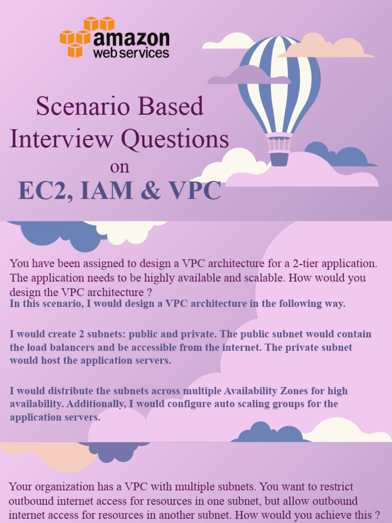 AWS Scenario Based Interview Questions On EC2, IAM & VPC | PDF | Internet | Gateway ...