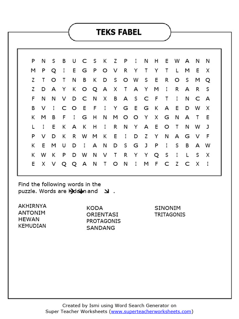 Super Teacher Worksheets TEKS FABEL | PDF | Word Search | Puzzles