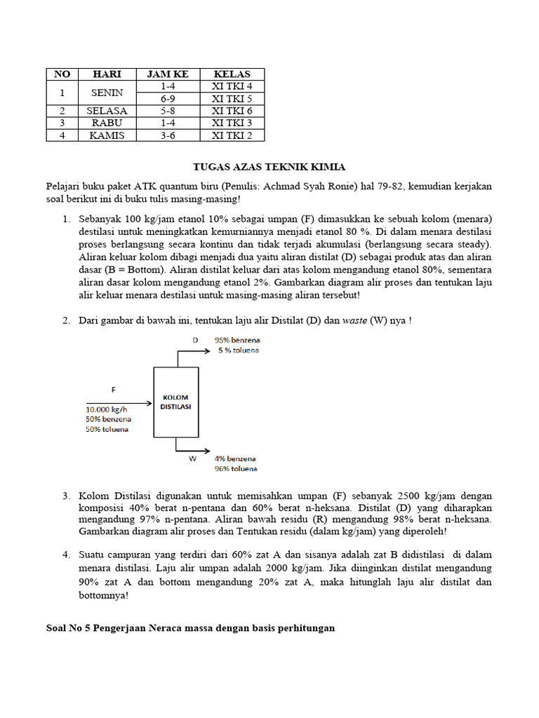 Tugas Atk Neraca Massa Destilasi | PDF