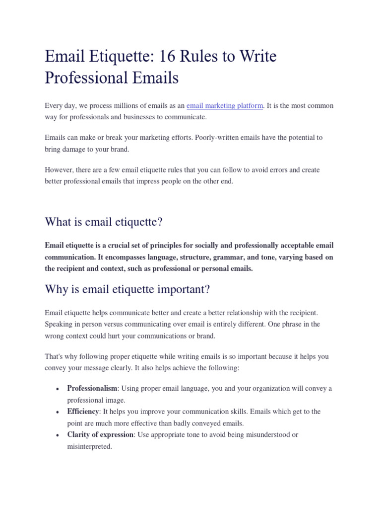 Email Etiquette | PDF