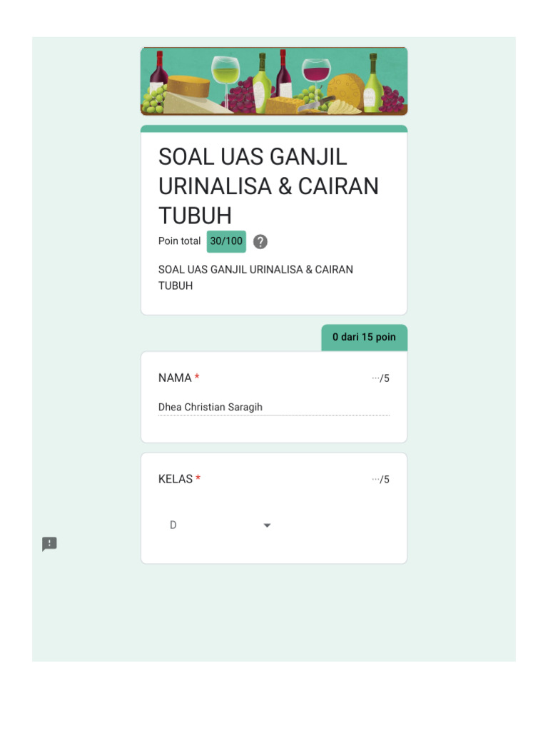 UAS Urinalisa dan Cairan Tubuh | PDF | Kesehatan Holistik