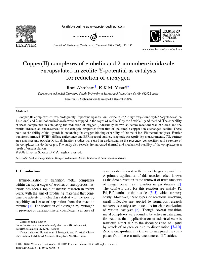 Abraham, Yusuff - 2003 - Copper (II) Complexes of Embelin and 2 ...