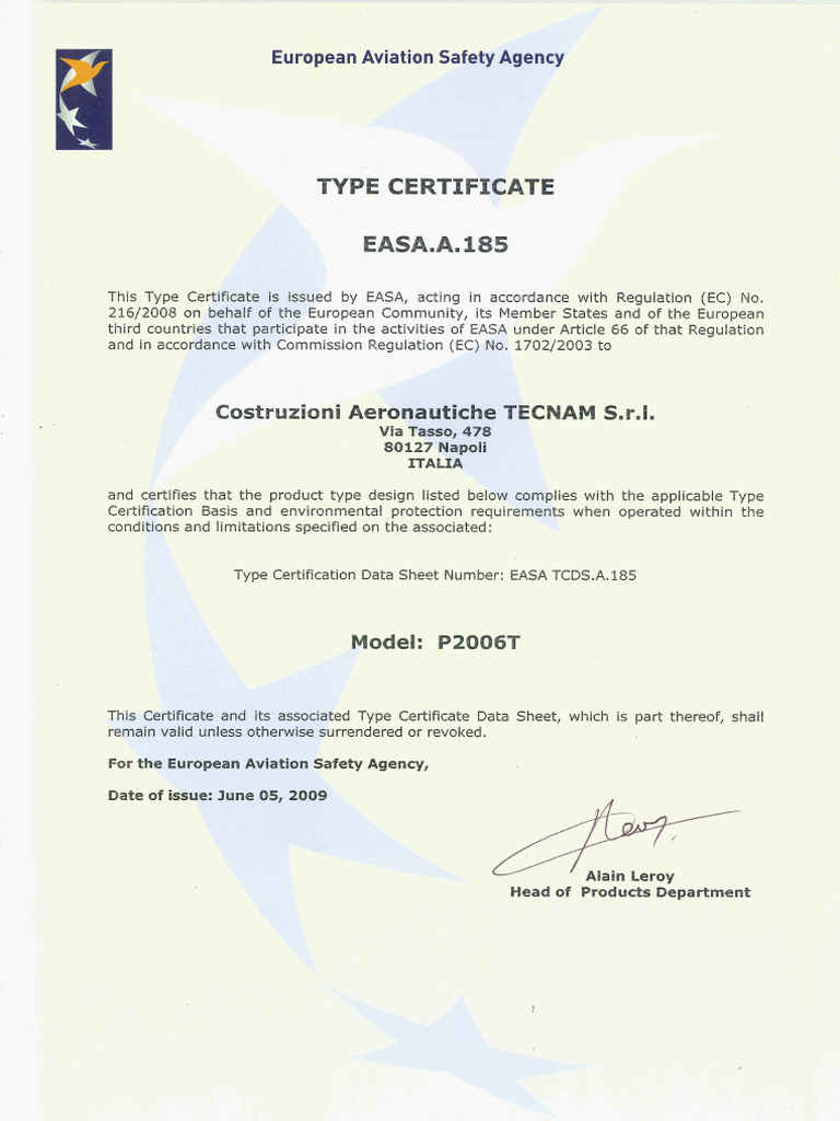 P2006T Easa TC TCDS A.185 | PDF | Aerospace Engineering | Aeronautics
