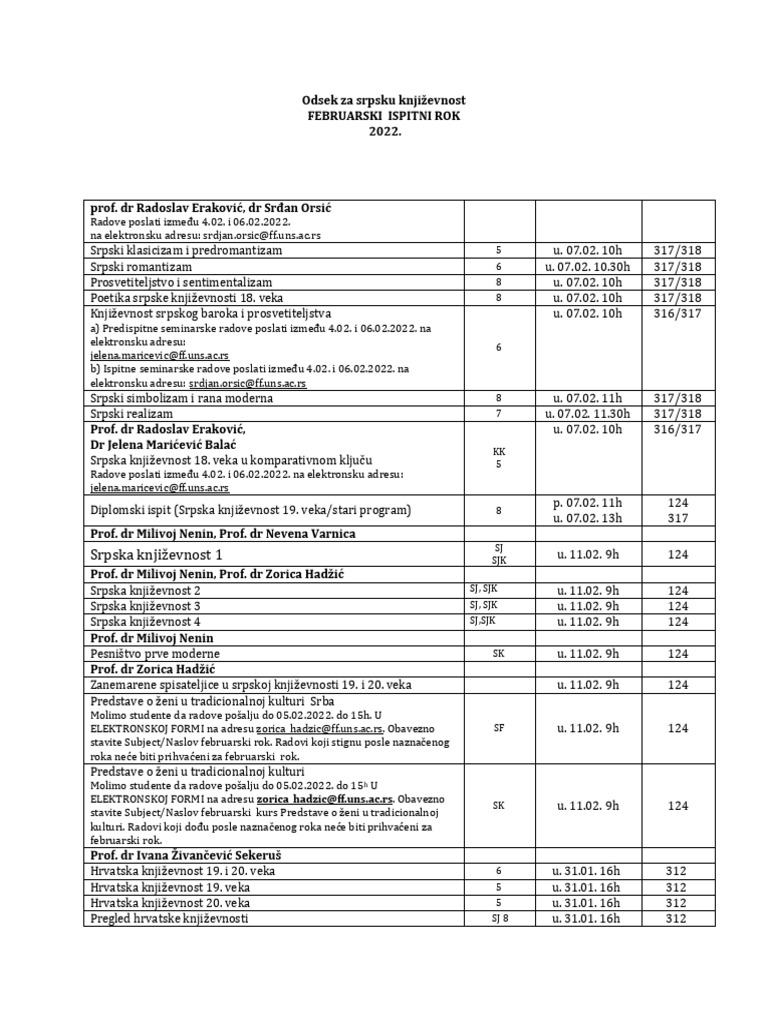OAS Srpska Knjizevnost | PDF