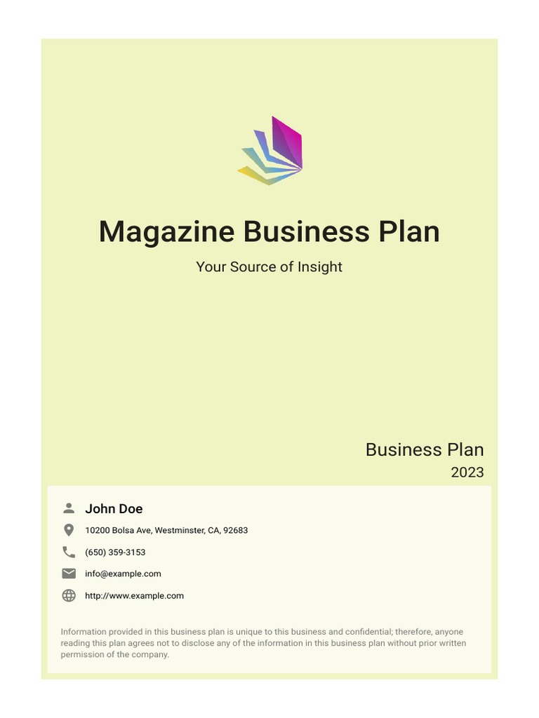 Magazine Business Plan Example | PDF | Marketing | Business Plan