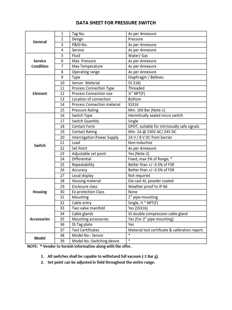Pressure Switch | PDF