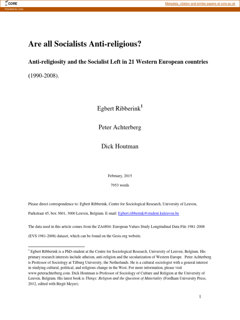 Are All Socialists Anti-Religious | PDF | Socialism | Secularism