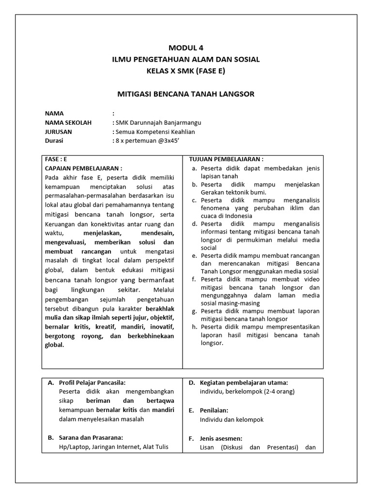 Mitigasi Longsor SMK Darunnajah | PDF | Karier & Perkembangan | Sains ...