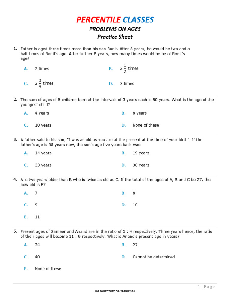 Problems On Ages | PDF