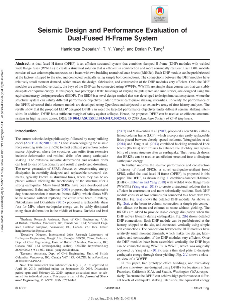 Seismic Design and Performance Evaluation of Dual-Fused H-Frame System ...