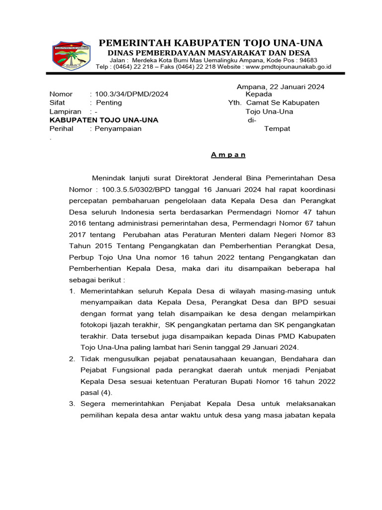 Pemberitahuan Kades | PDF