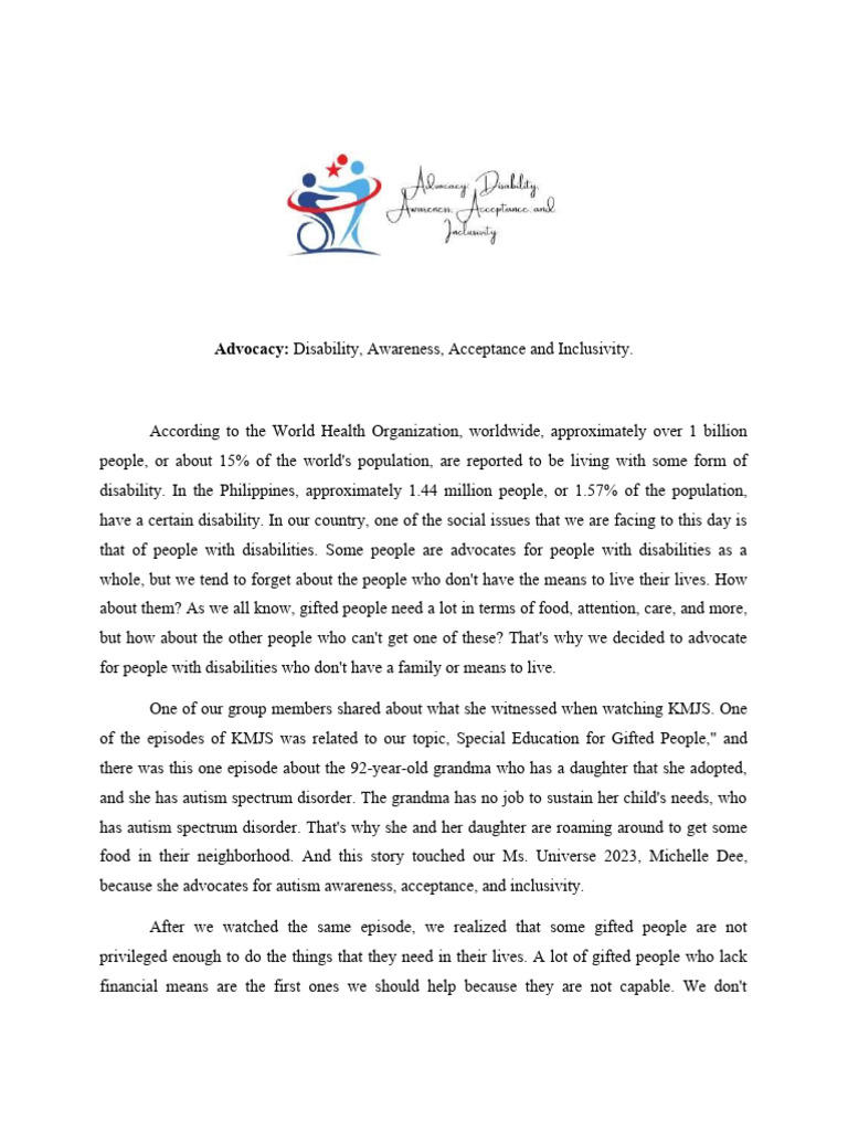 Educ104 Advocacy | PDF | Disability | Autism Spectrum