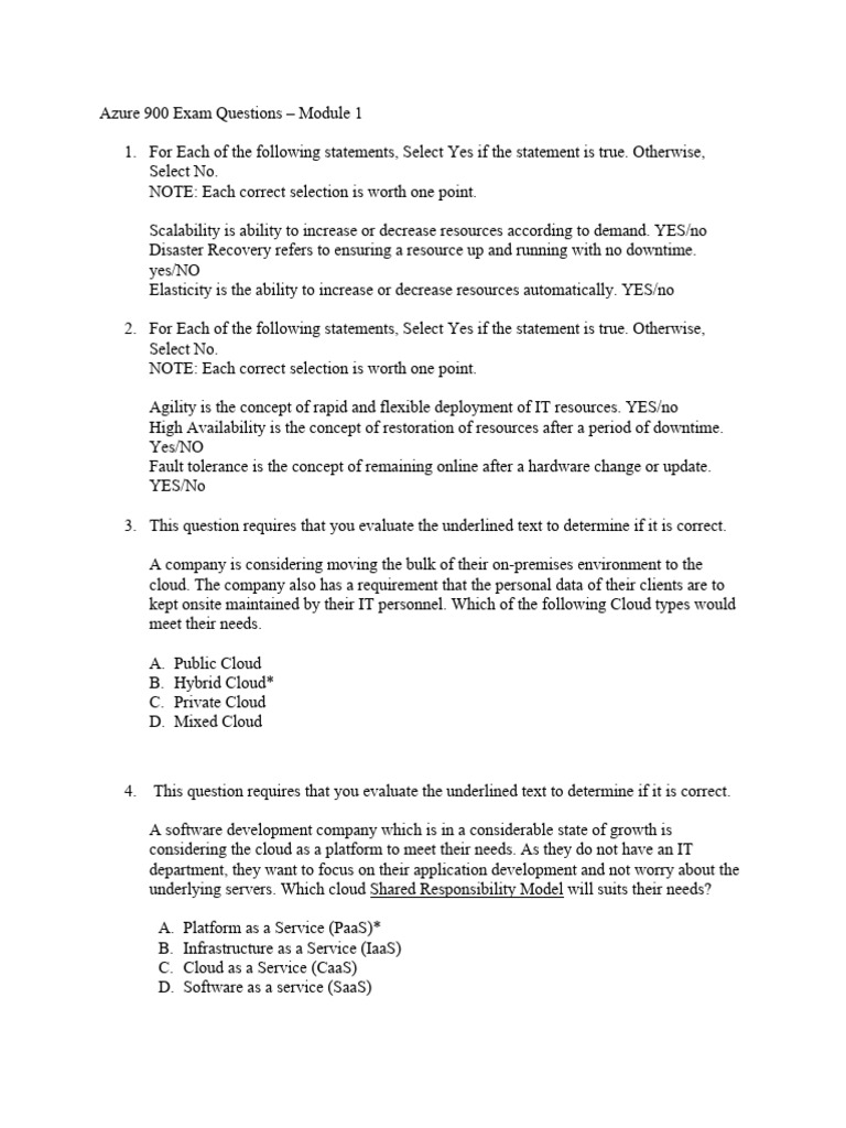 Azure 900 Exam Questions | PDF | Cloud Computing | Computer Network