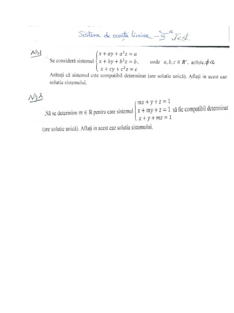 3.test - Sisteme Cramer. | PDF