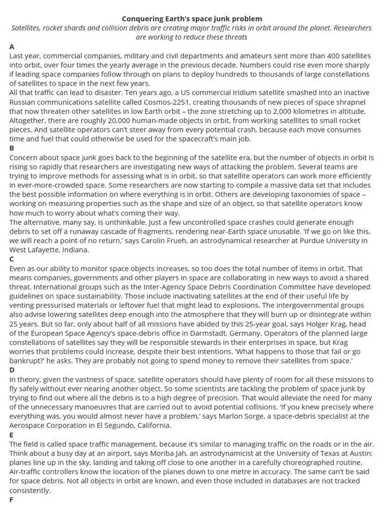 Conquering Earth | PDF | Space Debris | Satellite