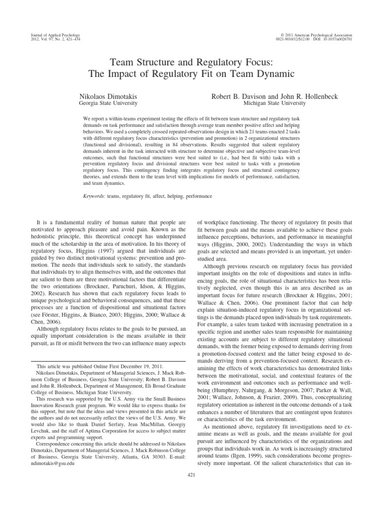 Team Structure | PDF | Affect (Psychology) | Goal