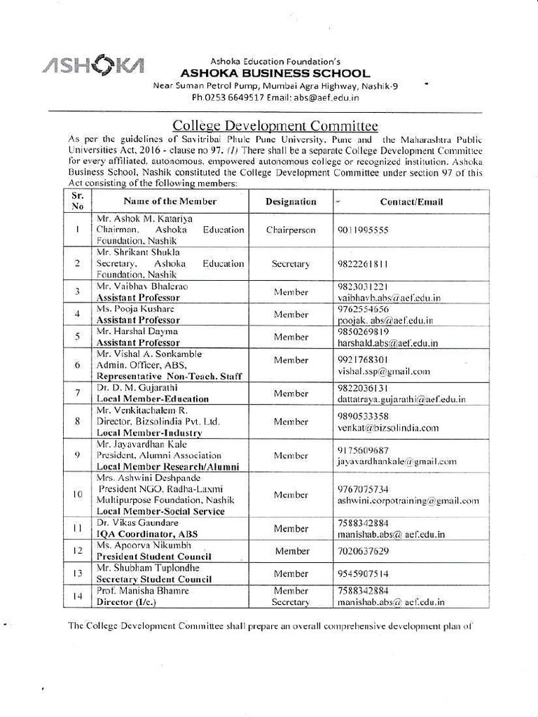 College Development Committee Overview | PDF