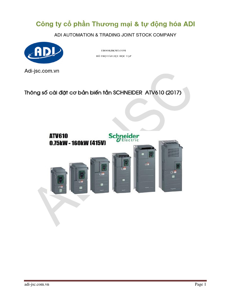 TÀI LIỆU - Thông số cài đặt Biến tần Schneider ATV610 cơ bản (Tiếng ...