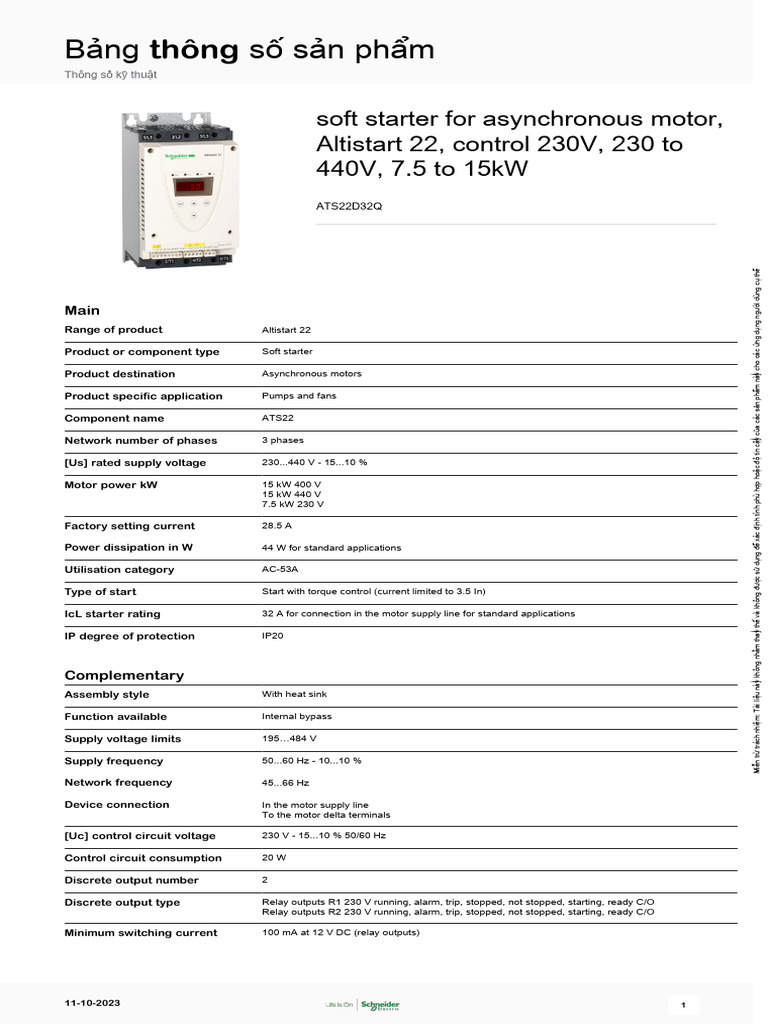 Altistart ATS22D32Q Soft Starter Specs | PDF