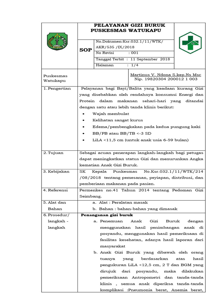 SOP Pelayanan Gizi Buruk | PDF
