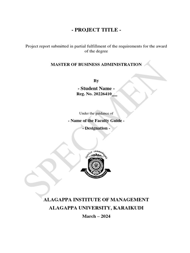 MBA Final Project Report Format | PDF | Methodology | Scientific Method