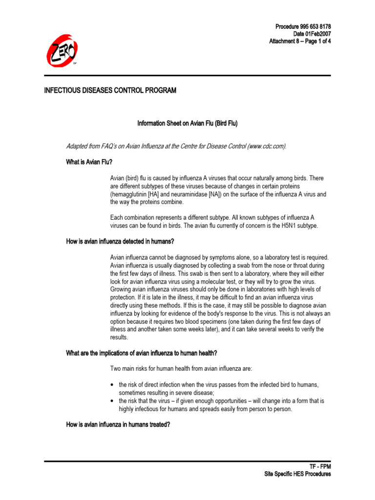 (IDCP) Information Sheet On Avian Flu | PDF | Avian Influenza | Influenza