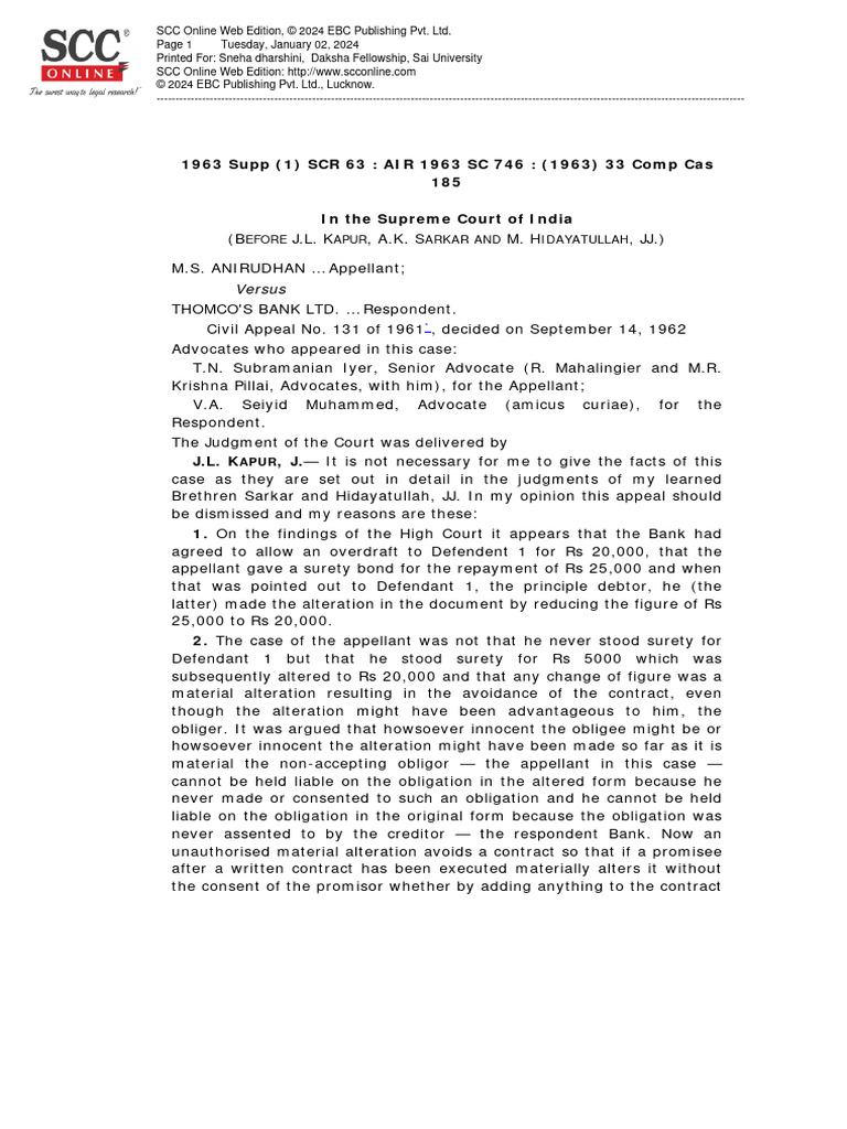 J 1963 Supp 1 SCR 63 AIR 1963 SC 746 1963 33 Comp Ca Snehadharshinis27 Solsaiuniversityeduin ...