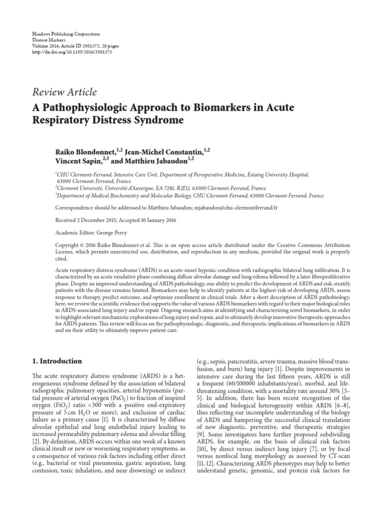 Bio Markers in Ards | PDF | Biomarker | Causes Of Death