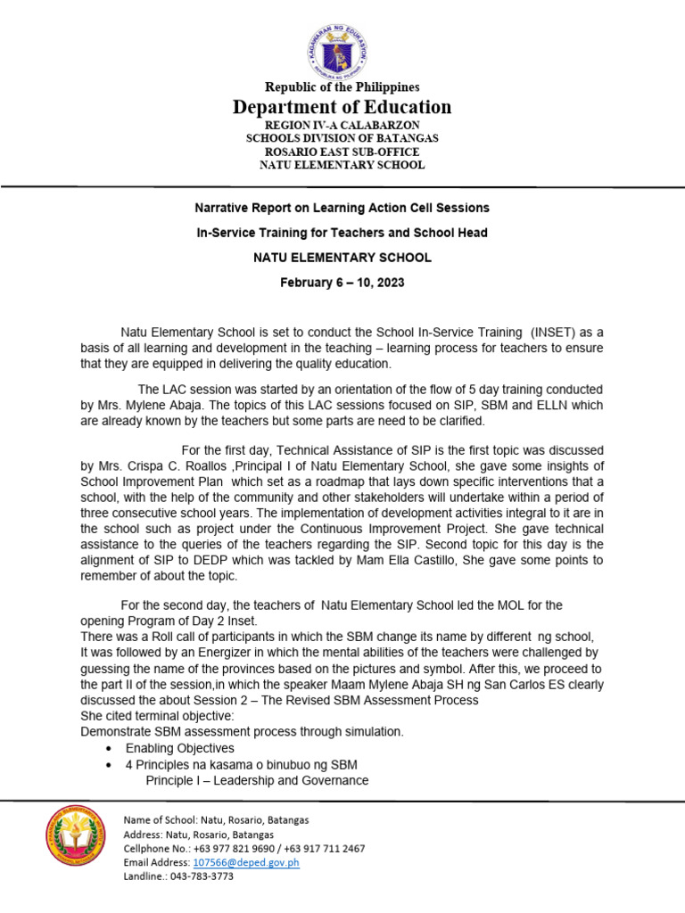 Narrative Report Inset Feb.6 10 2023 | PDF