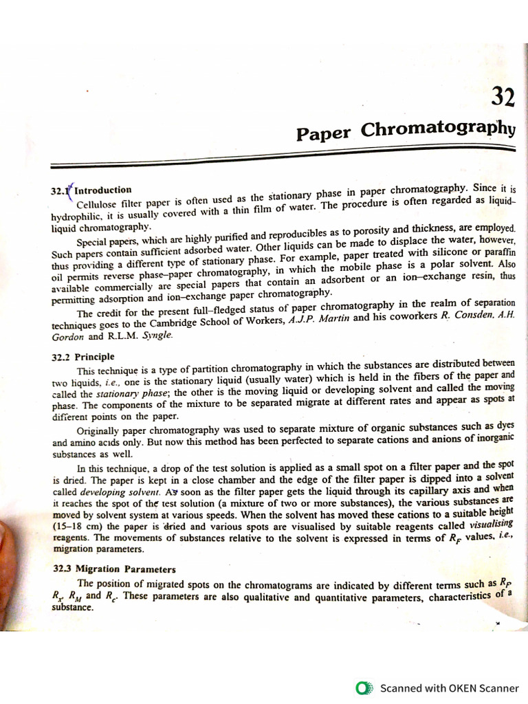 Paper Chromatography Notes | PDF