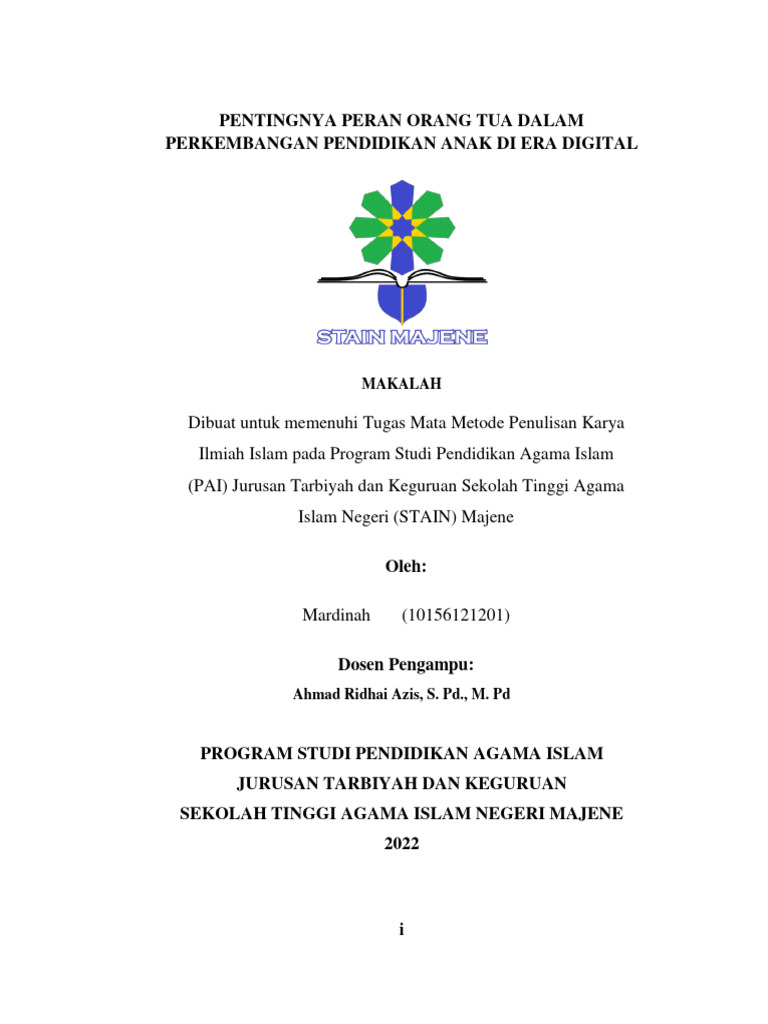 Pentingnya Peran Orang Tua Dalam Perkembangan Pendidikan Anak | PDF ...