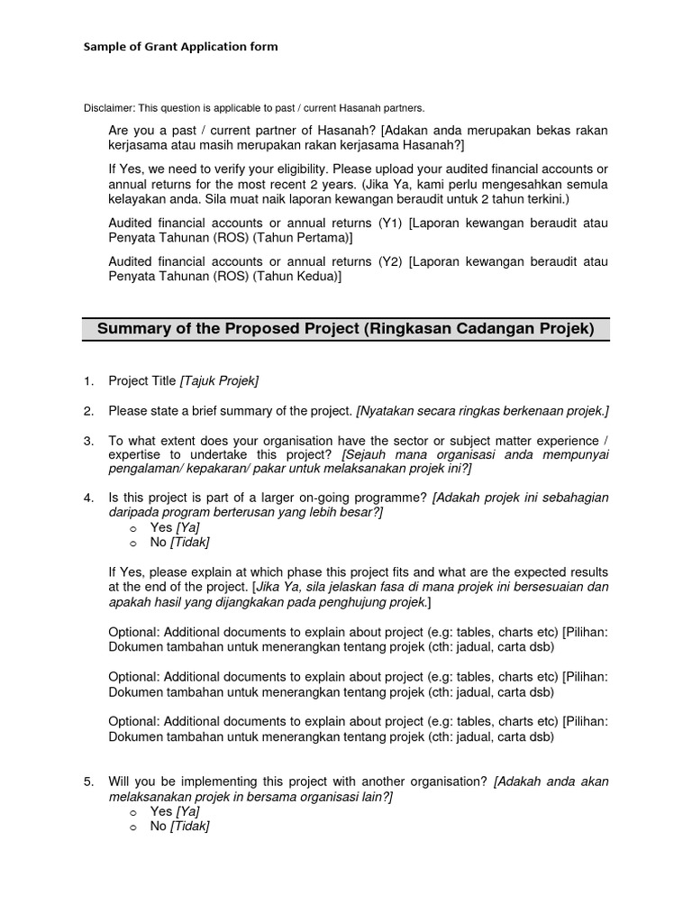 Sample Full Grant Application Form Ver Feb23 | PDF