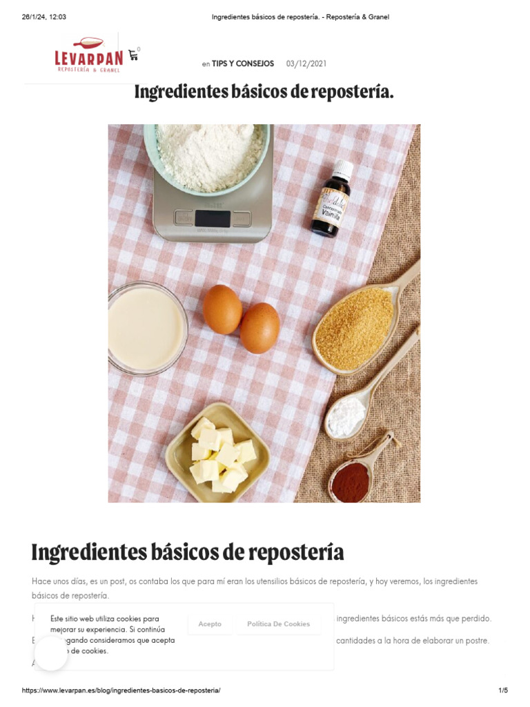 Ingredientes Clave para Repostería | PDF | Postres | Cocinando