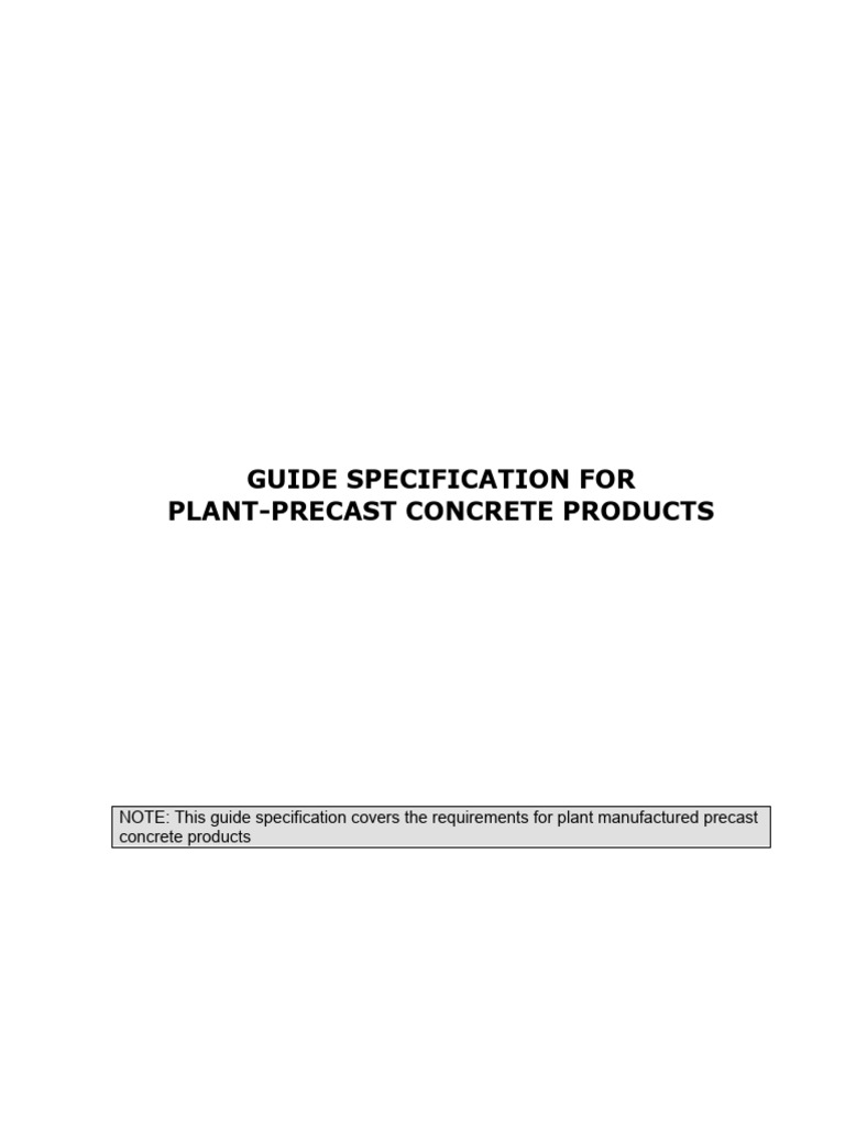 Guide Specifications For Plant Precast Concrete Products | PDF ...