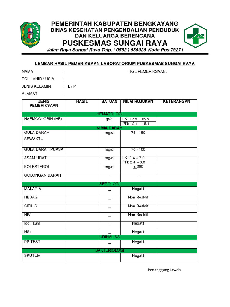 Form Hasil Lab | PDF