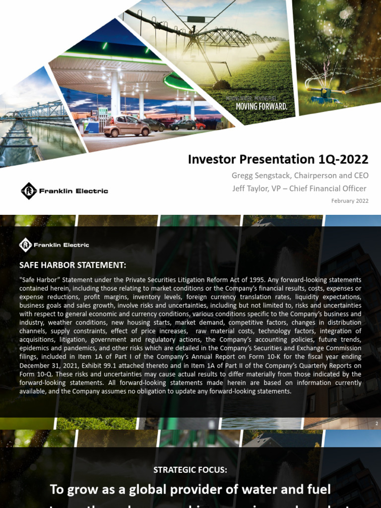 FELE 1Q 2022 Investor Deck | PDF | Water | Free Cash Flow