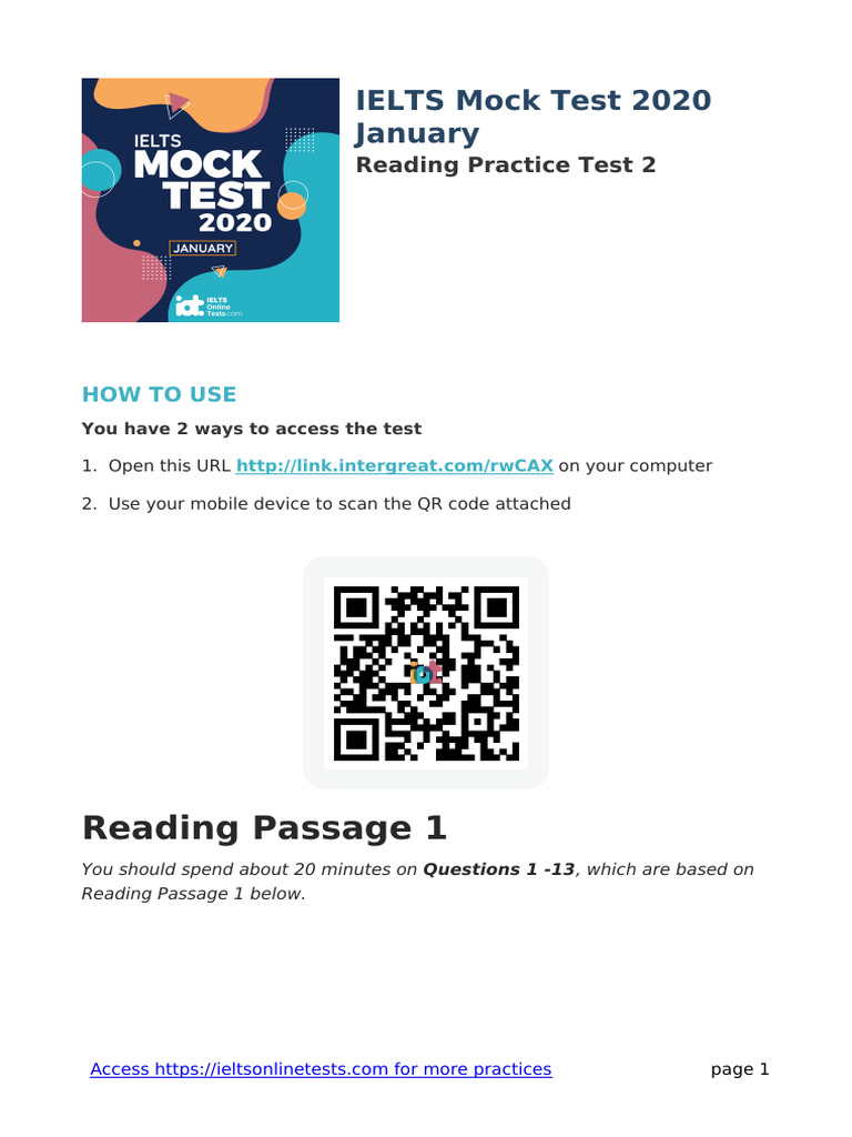 Ielts Mock Test 2020 January Reading Practice Test 2 v9 6529497 | PDF