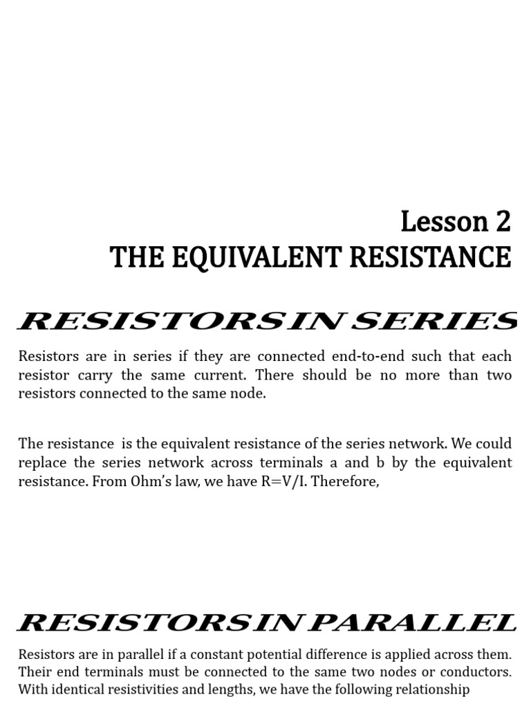 Lesson 2 The Equivalent Resistance | PDF | Electrical Resistance And ...