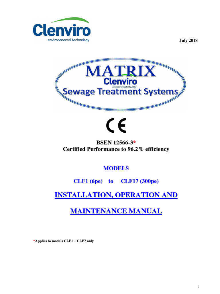 MATRIX Installation and Operation Manual - Clenviro | PDF | Sewage ...