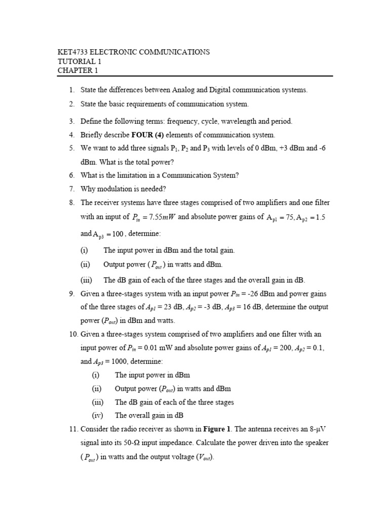 Tutorial Chapter 1 | PDF | Amplifier | Decibel