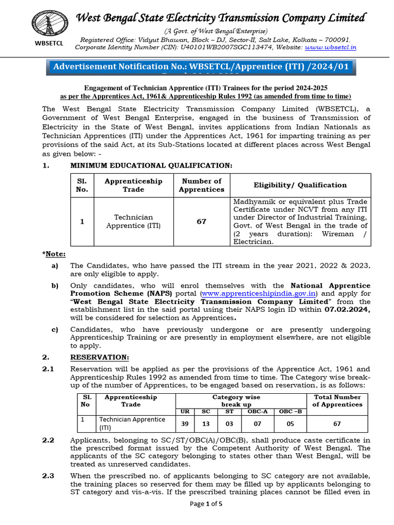 Updated Advertisement - ITI Apprentice | PDF | Apprenticeship | Justice